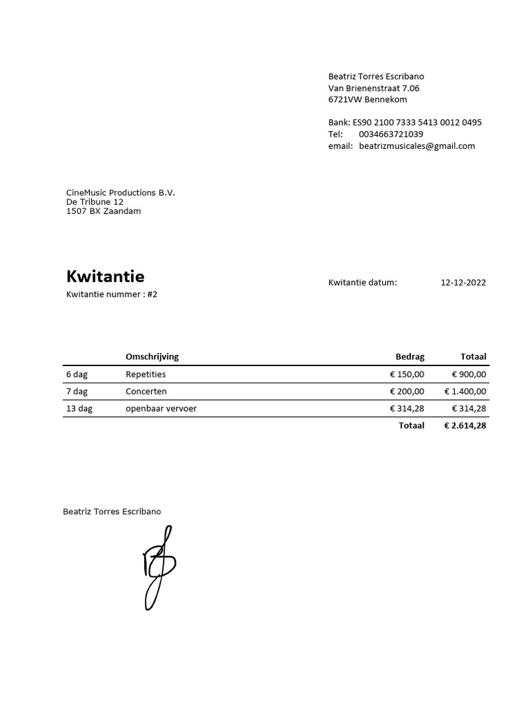 Voorbeeld Kwitantie | PDF