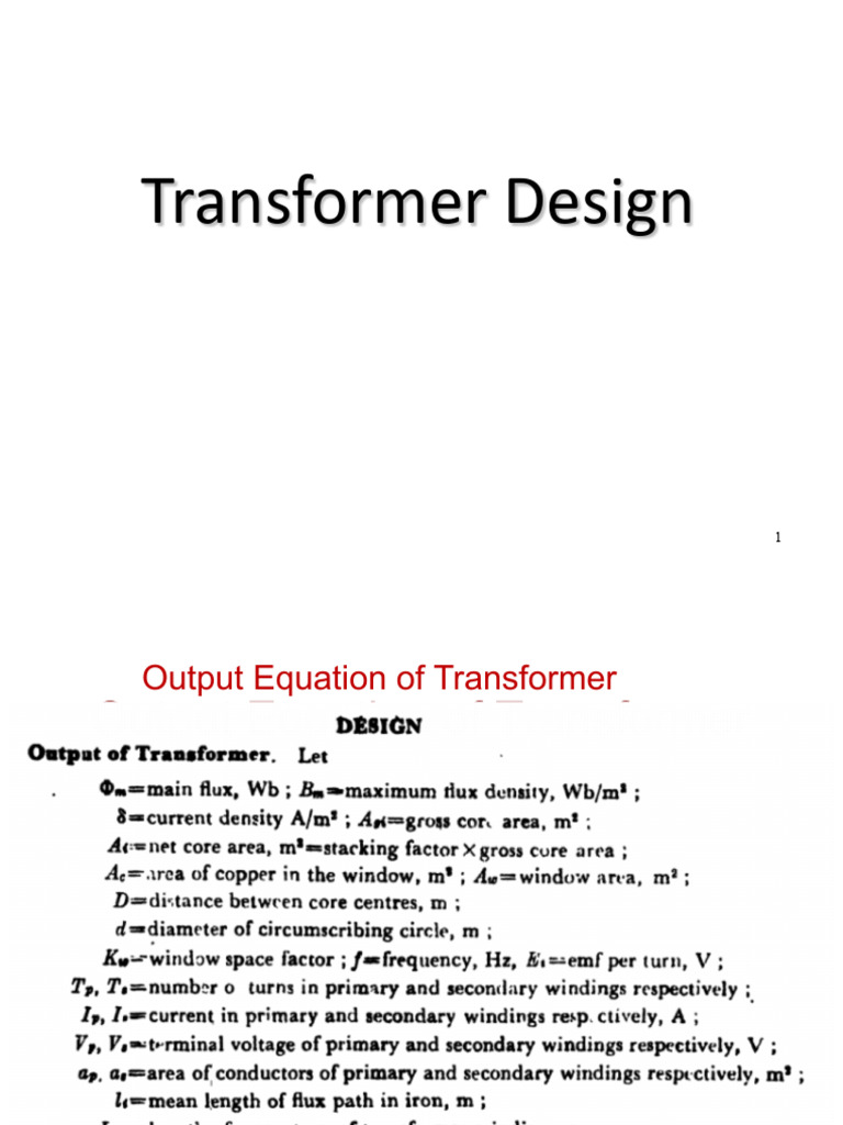 Transformer Design and Output Equations | PDF | Transformer | Inductor