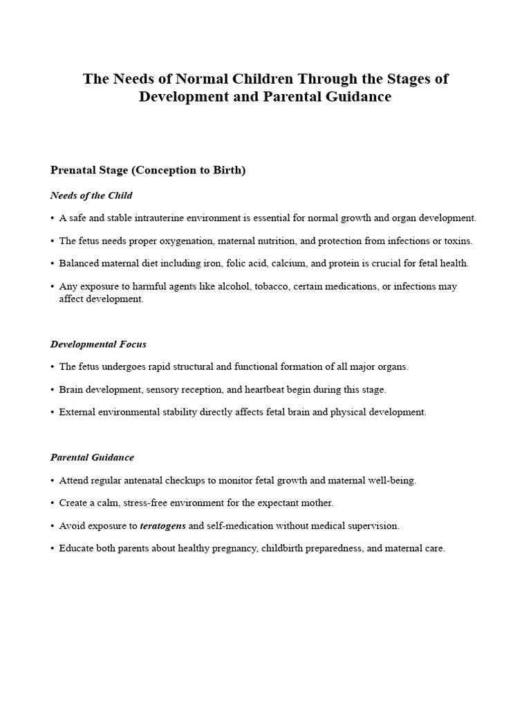 Parental Guidance for Child Development | PDF | Adolescence | Prenatal ...