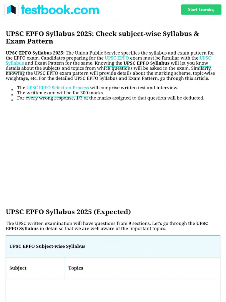 UPSC EPFO Syllabus 2025 - Check Subject-Wise Syllabus & Exam Pattern | PDF