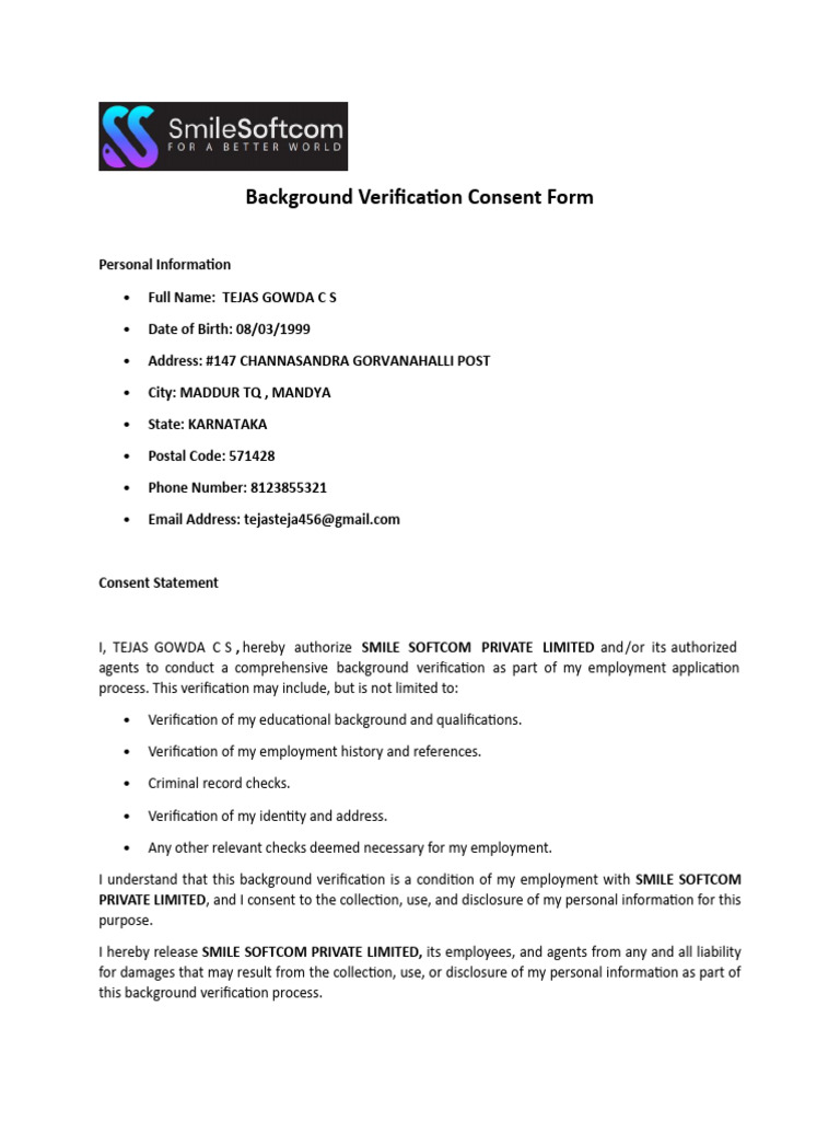 BGV Concent Form | PDF