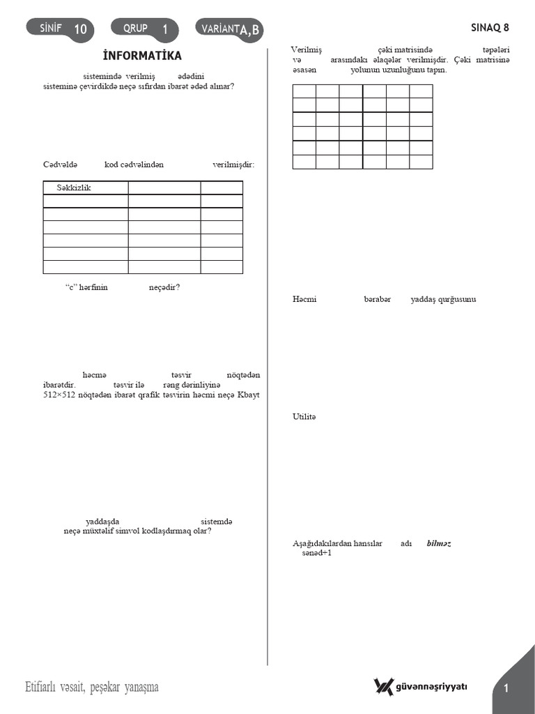 İnformatika AZ 10 | PDF