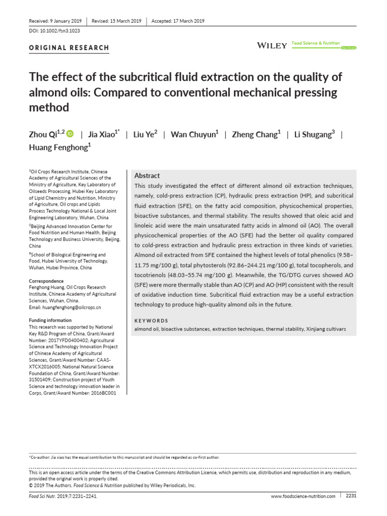The Effect of The Subcritical Fluid Extraction On | PDF ...