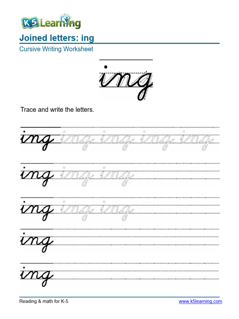 Handwriting Letter Joins Ing NG Printable | PDF