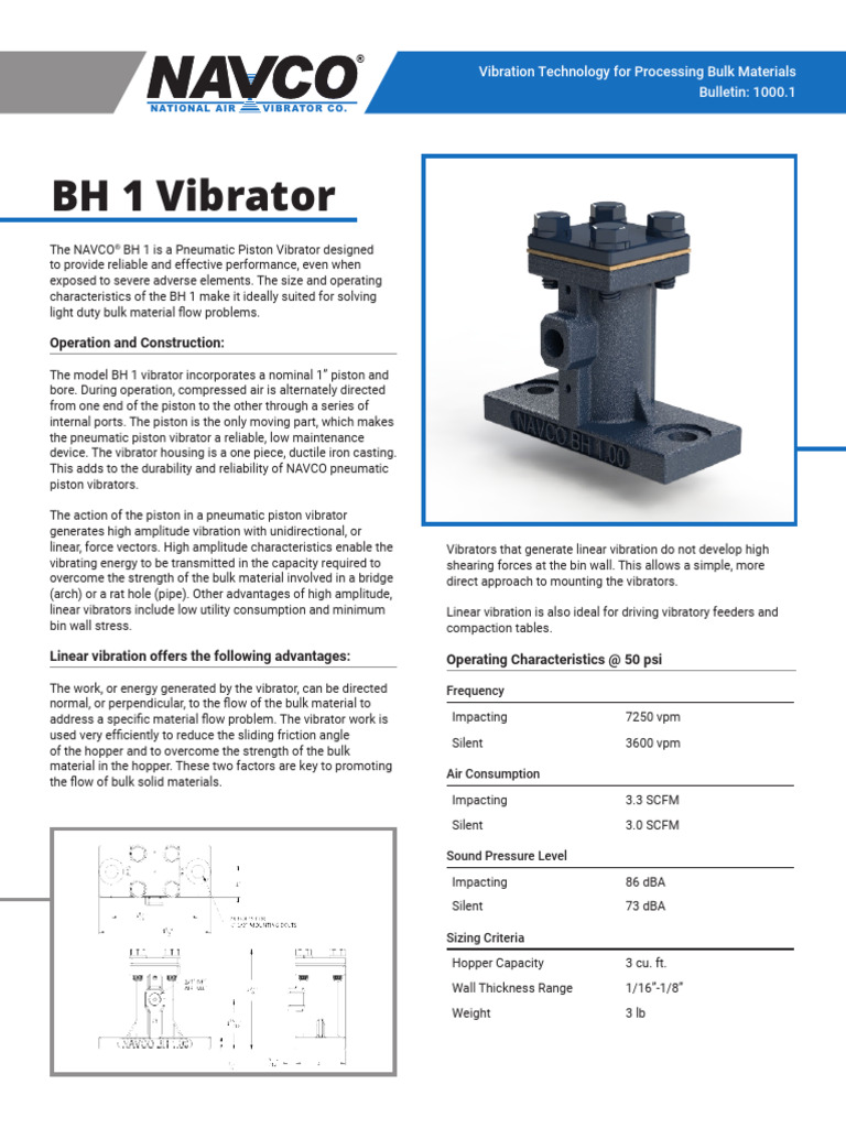 NAVCO BH 1 Pneumatic Piston Vibrator | PDF | Piston | Mechanics