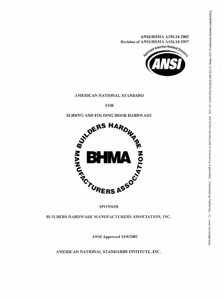 Ansi Bhma A156.14-2002 | PDF
