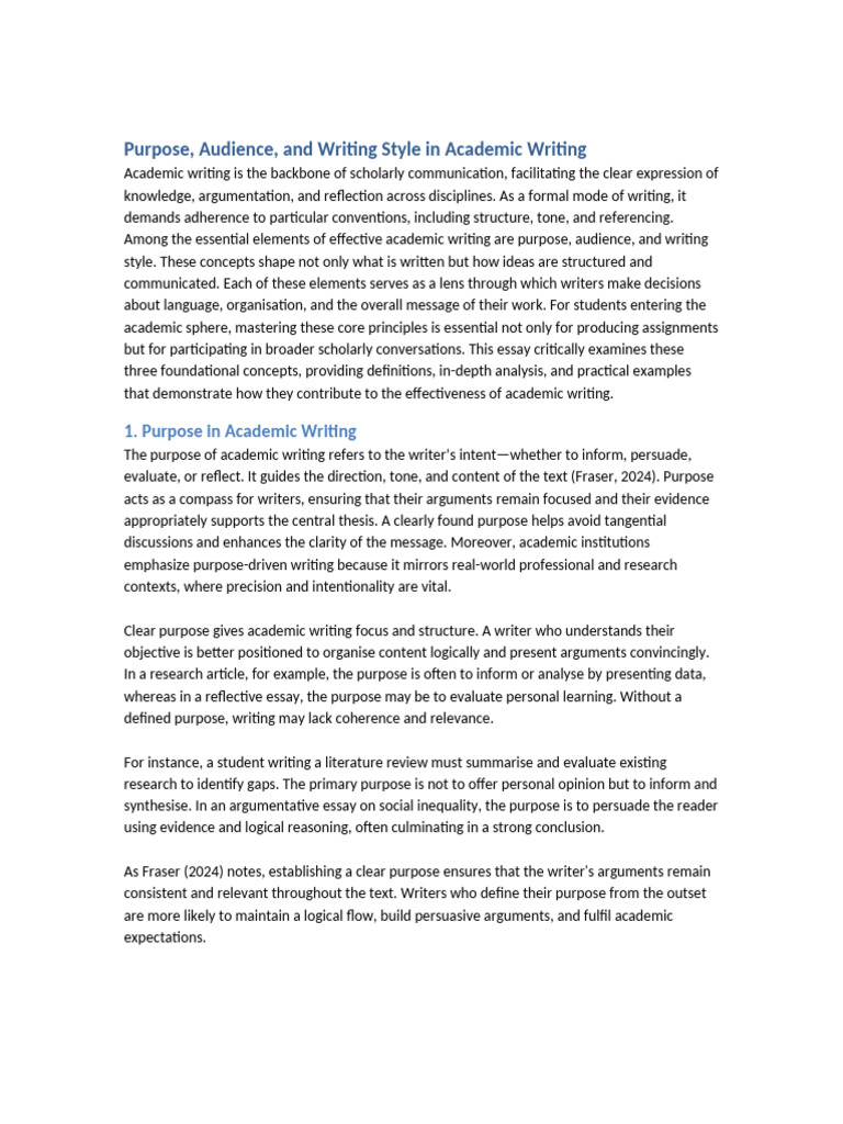 Mastering Purpose, Audience, and Style in Academia | PDF | Essays ...
