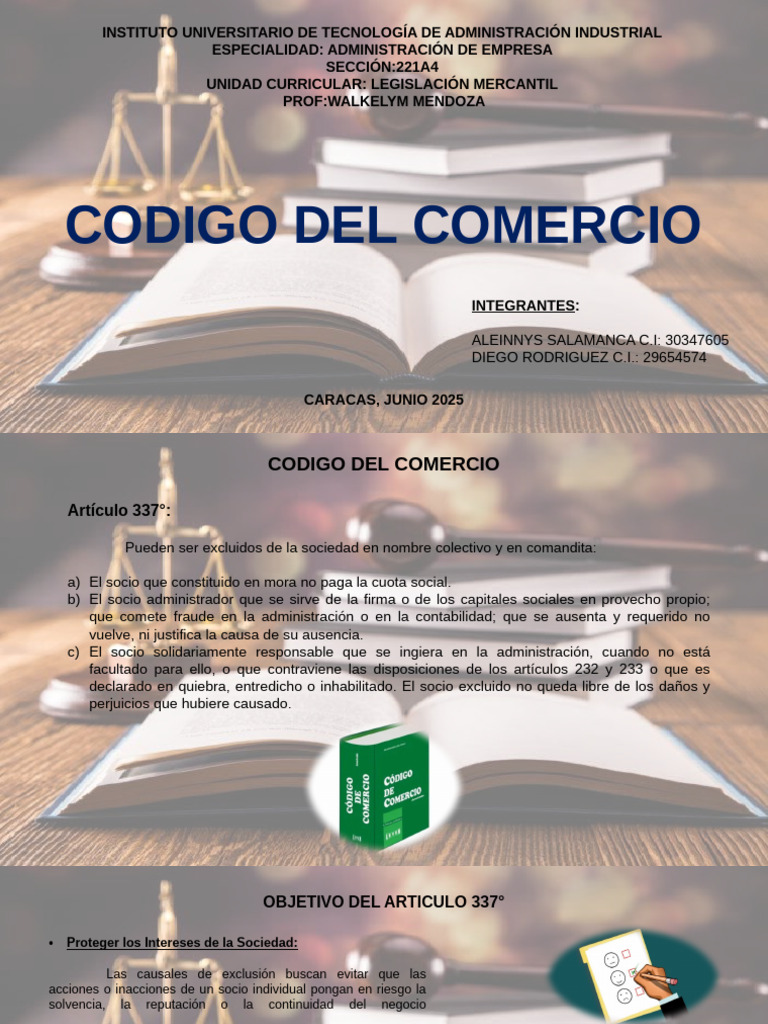 Exclusión de Socios en el Código de Comercio | PDF | Pagos | Camaradería