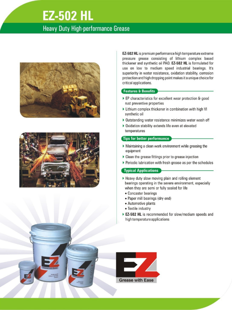 Ez 502 HL Heavy Duty High Performance Grease | PDF