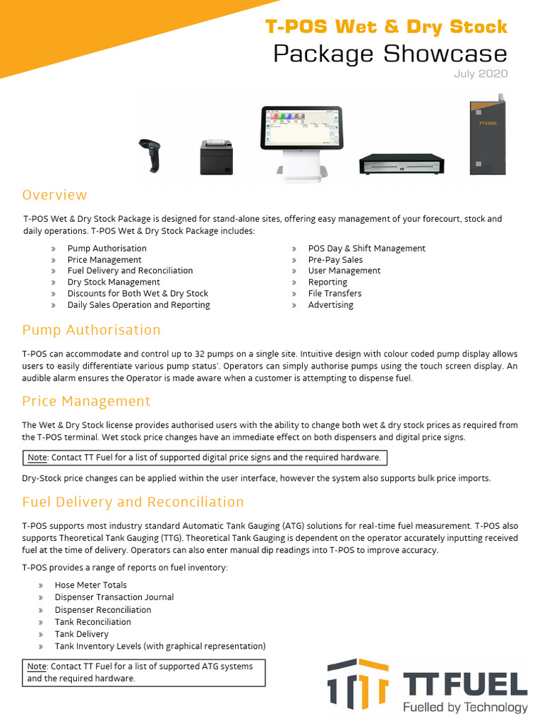 T-POS Wet & Dry Stock Package Overview | PDF | Point Of Sale | Computing