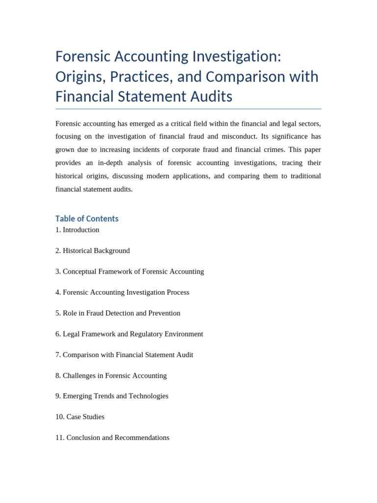 Forensic Accounting Investigation Paper | PDF