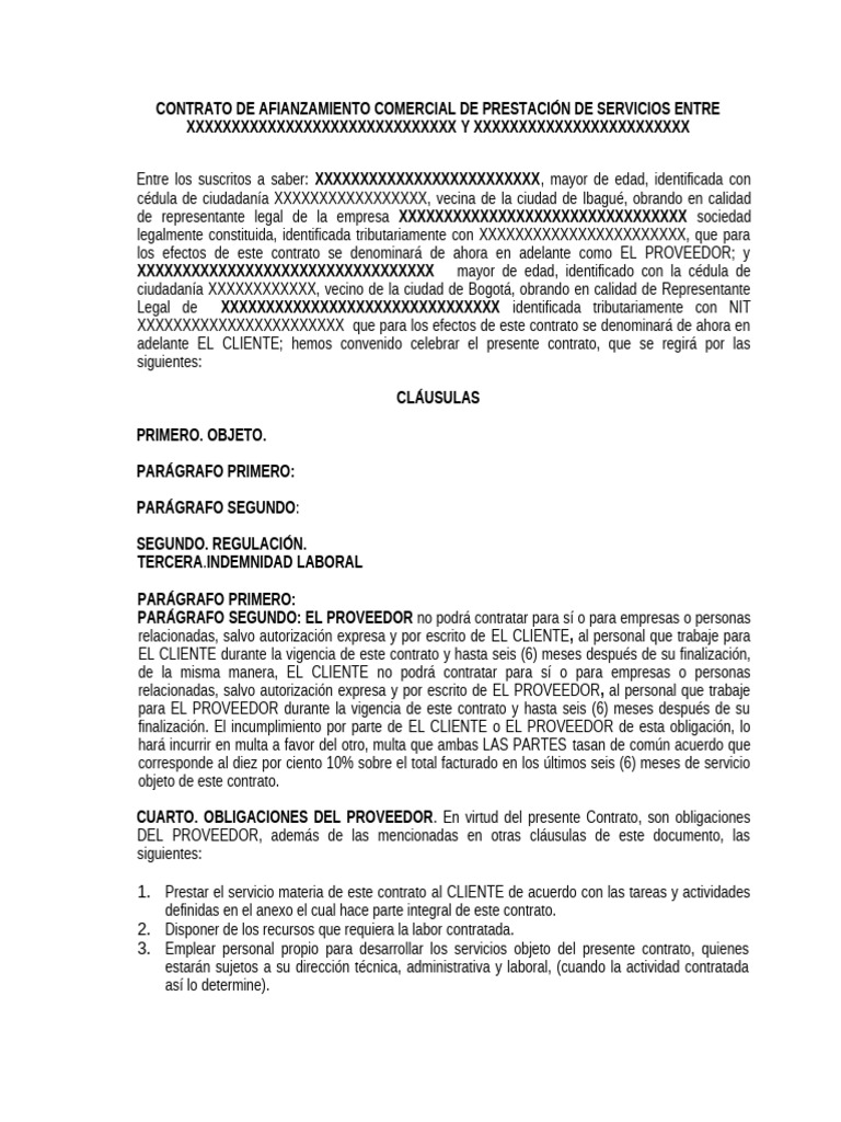 Contrato de Servicios entre Proveedor y Cliente | PDF | Derecho laboral ...