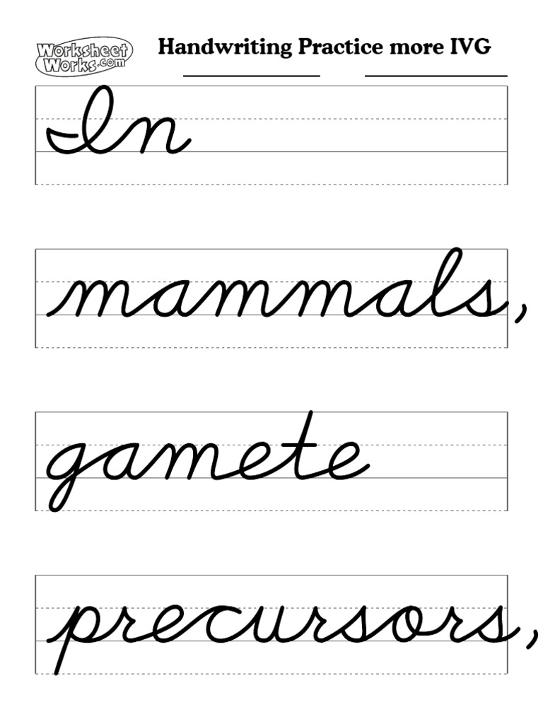 Worksheet Handwriting Practice More IVG | PDF