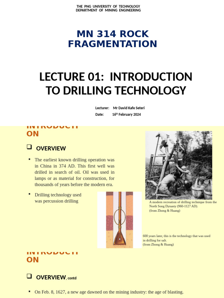 L01 Introduction To Drilling Technology | PDF | Oil Well | Drill