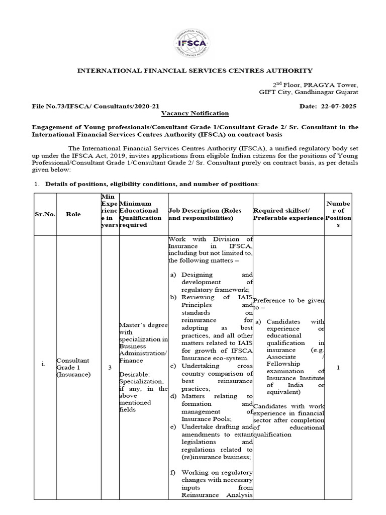 Advetisement For The Position of Young Professional Consultant Grade1 ...