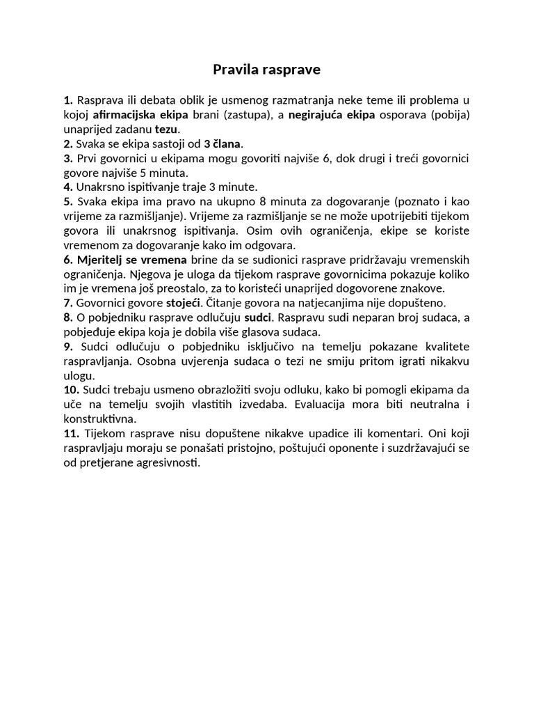 Pravila Rasprave | PDF