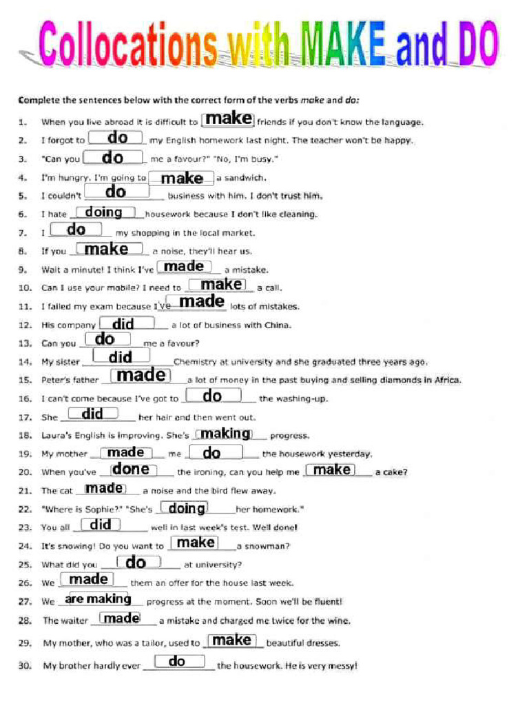 Collocations Make-Do | PDF