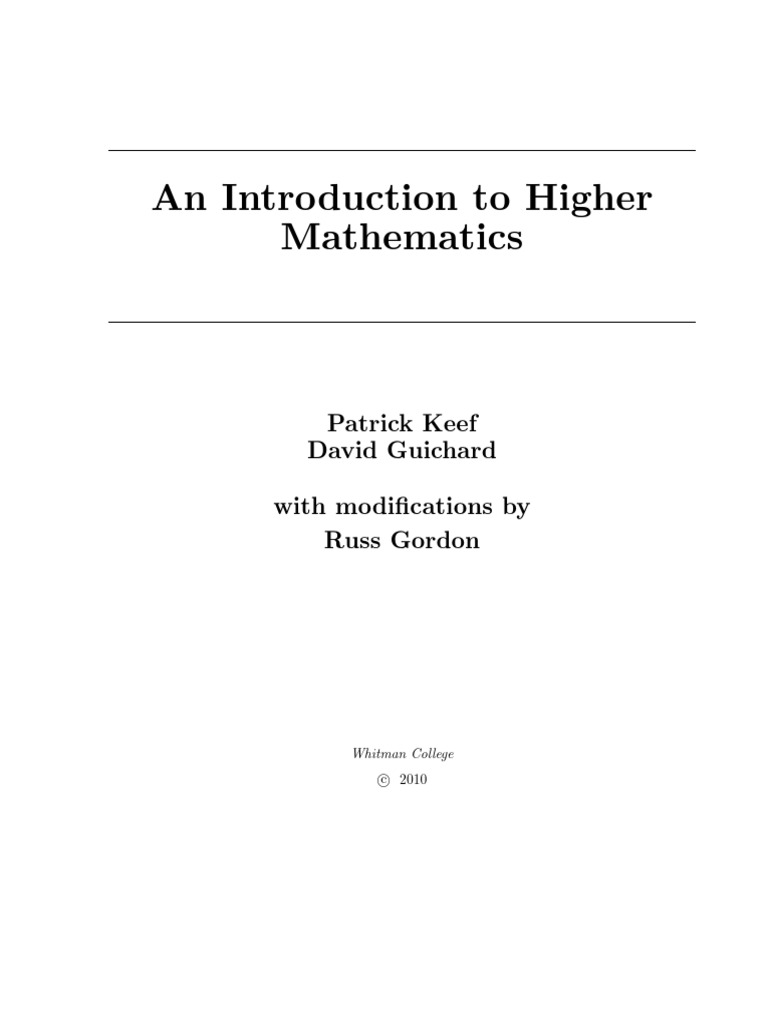 Introduction to Higher Mathematics | PDF | If And Only If | Theorem