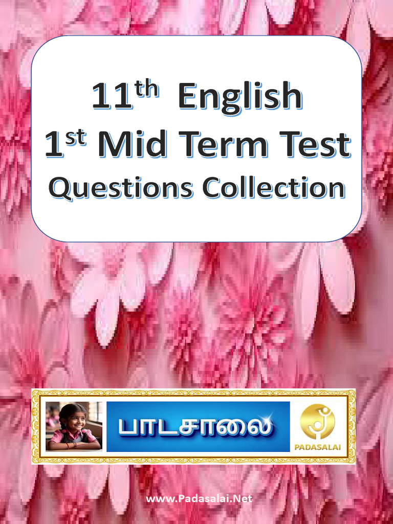 11th English Mid Term Question Paper 2024 | PDF