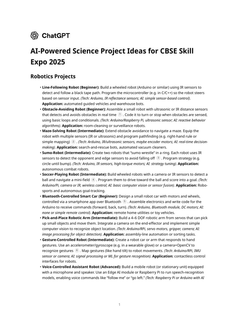 AI-Powered Science Project Ideas For CBSE Skill Expo 2025 | PDF ...