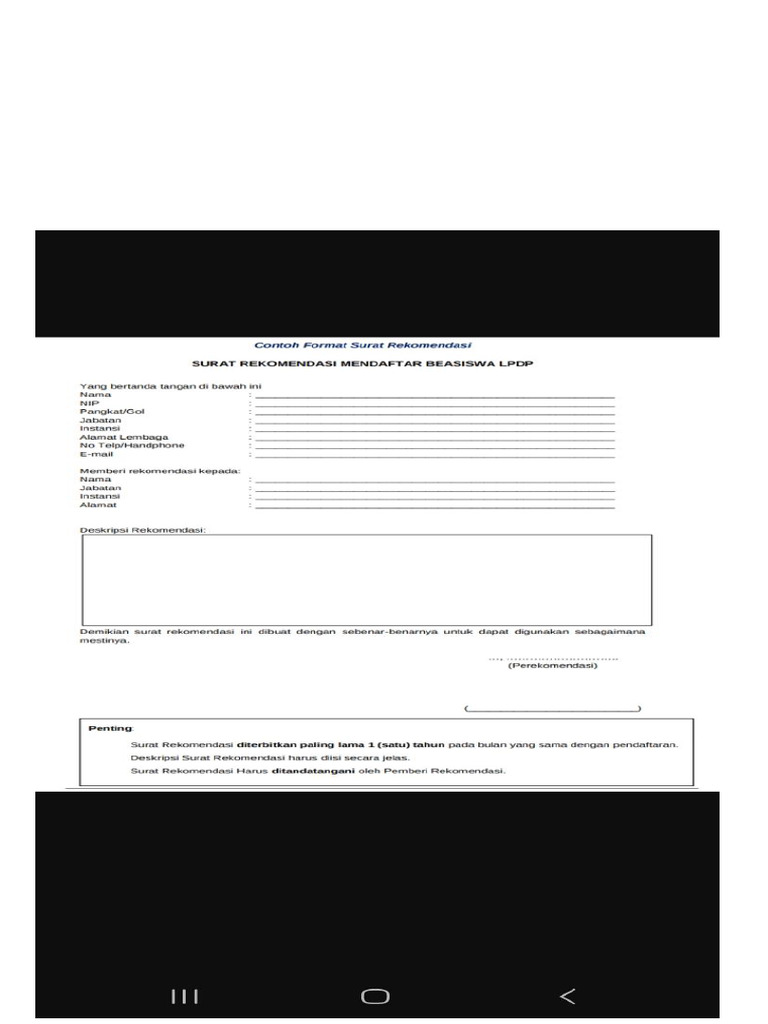 Formulir Rekomendasi LPDP | PDF