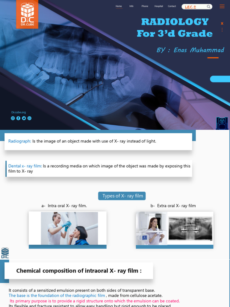Radiology Lec.2 X-Ray Films (DR - Cube) | PDF | X Ray | Radiography