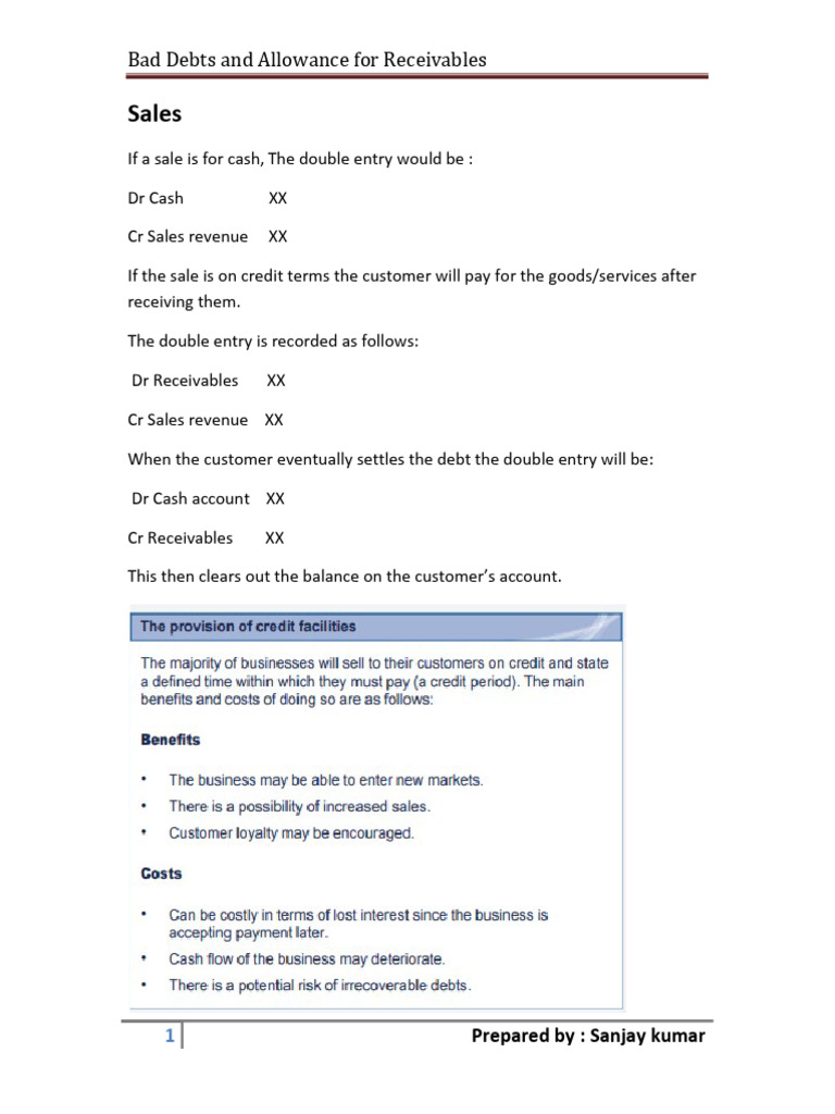 Allowance for Receivables Explained | PDF | Bad Debt | Money