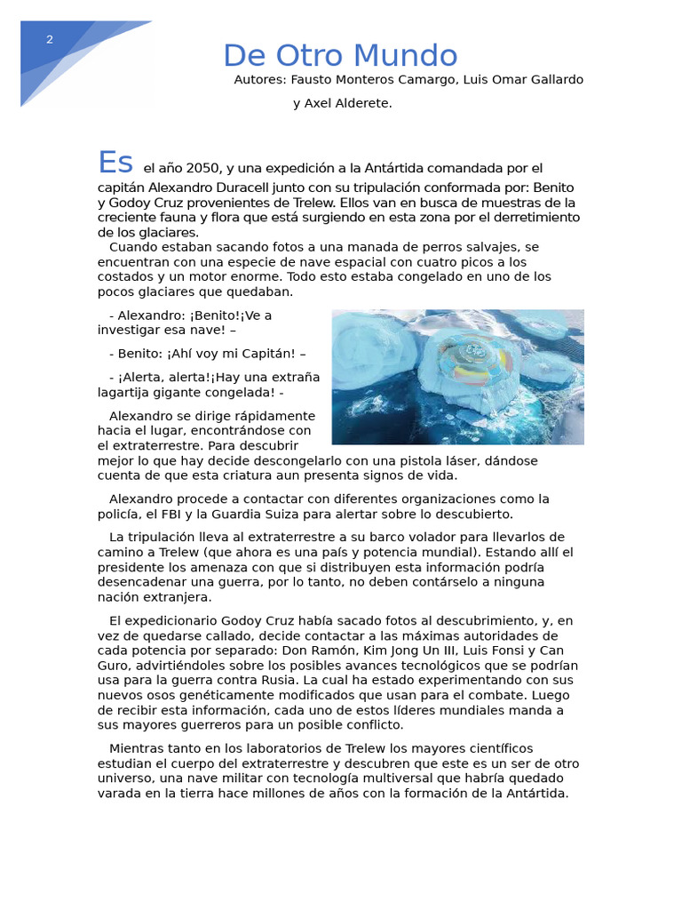 De Otro Mundo - Trabajo Del Cuento de Ciencia Ficción | PDF