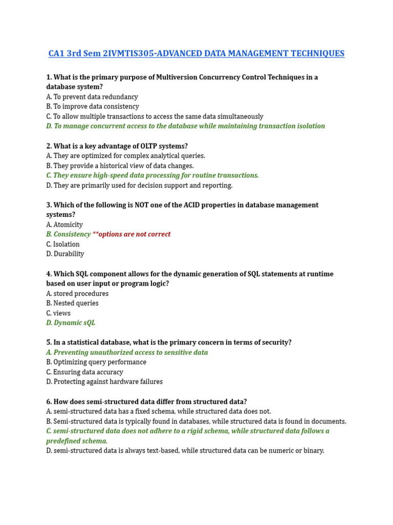 2ivmtis305-Advanced Data Management Techniques | PDF | Databases | Database Transaction