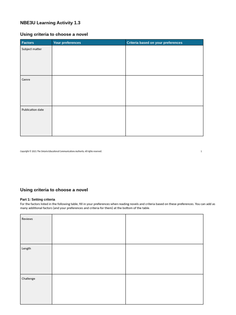 Nbe3u 01.03 Using Criteria | PDF