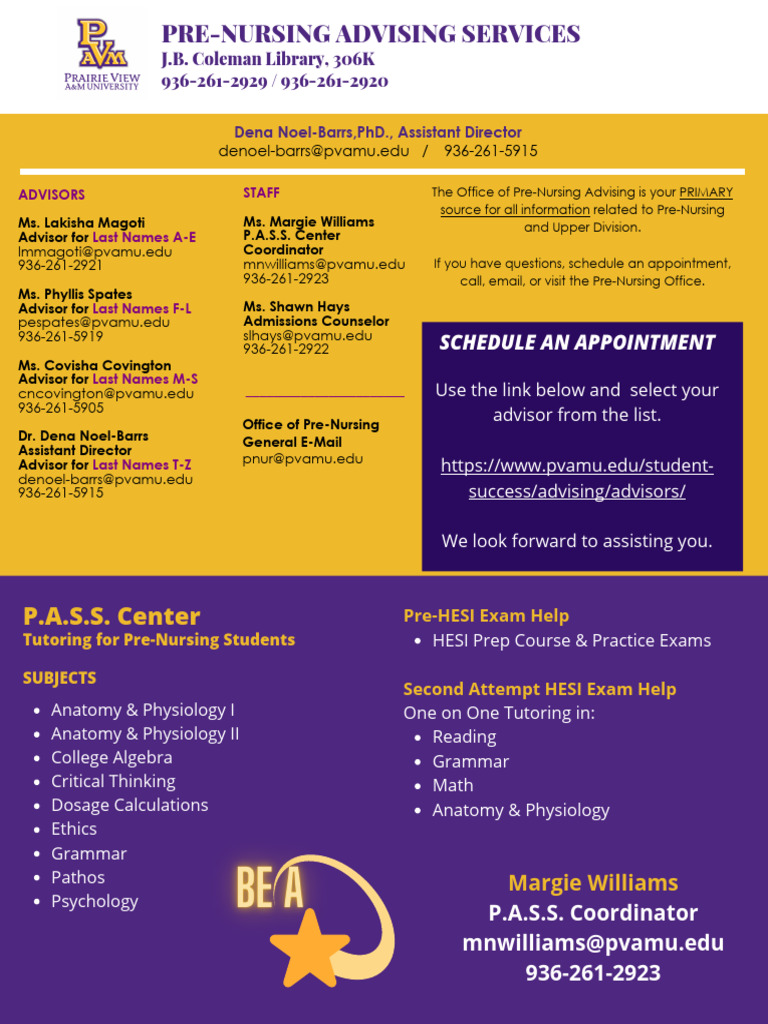 PVAMU Pre-Nursing Requirements Guide | PDF | University And College ...