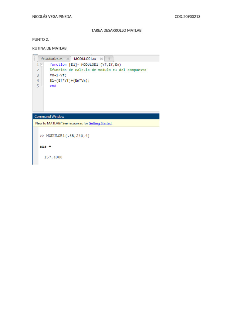 Tarea Desarrollo Matlab | PDF
