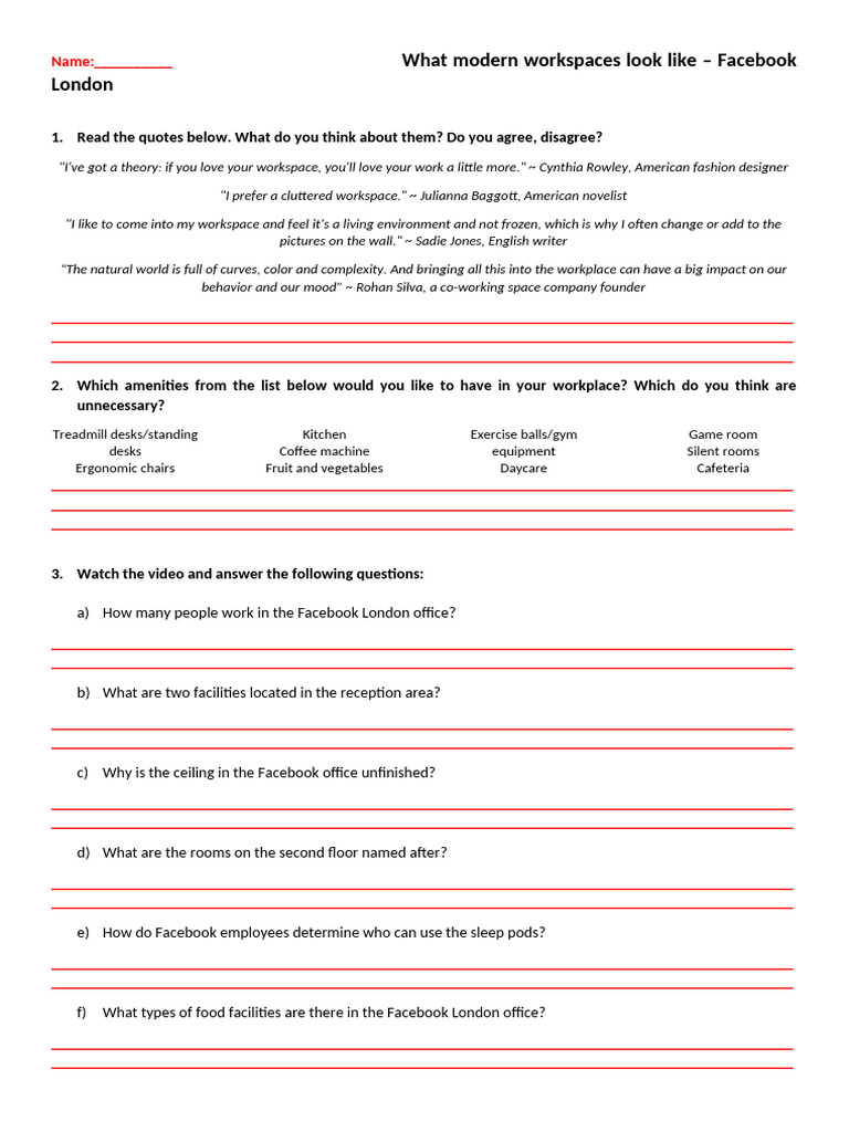 Modern Workspaces - Worksheet | PDF | Linguistics | Syntax