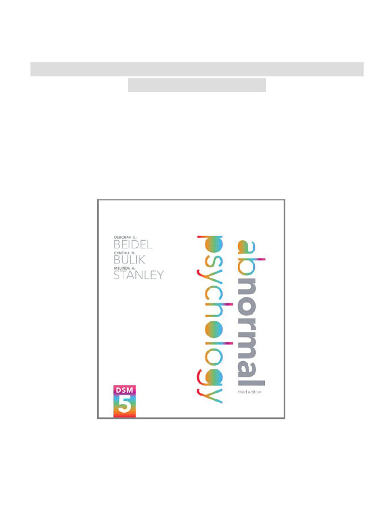 Abnormal Psychology 3rd Edition Deborah C. Beidel - PDF Download (2025 ...