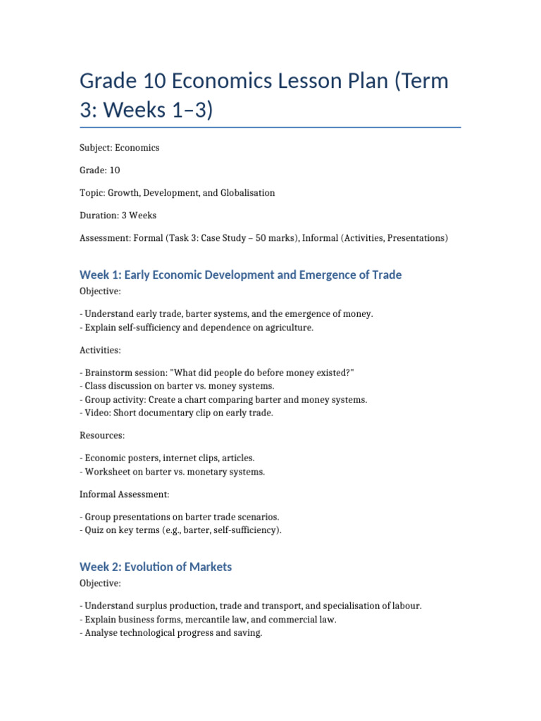 Grade 10 Economics: Growth & Globalisation | PDF | Economics | Trade