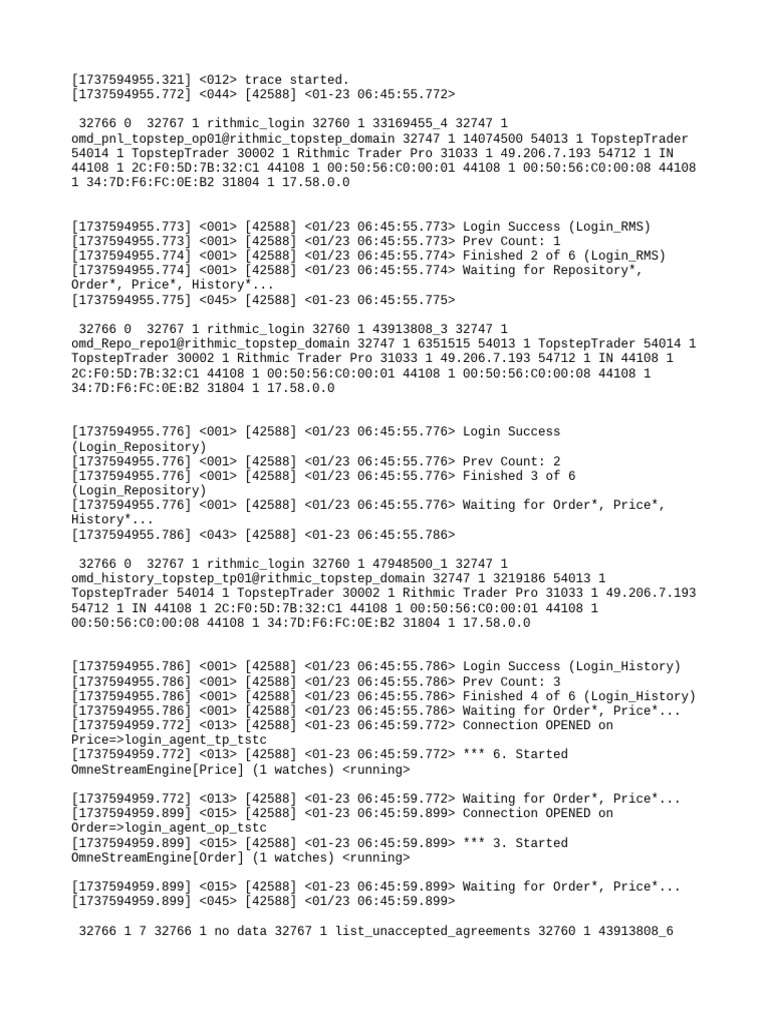Rithmic Trader Pro Login Process Logs | PDF | 64 Bit Computing | Computing
