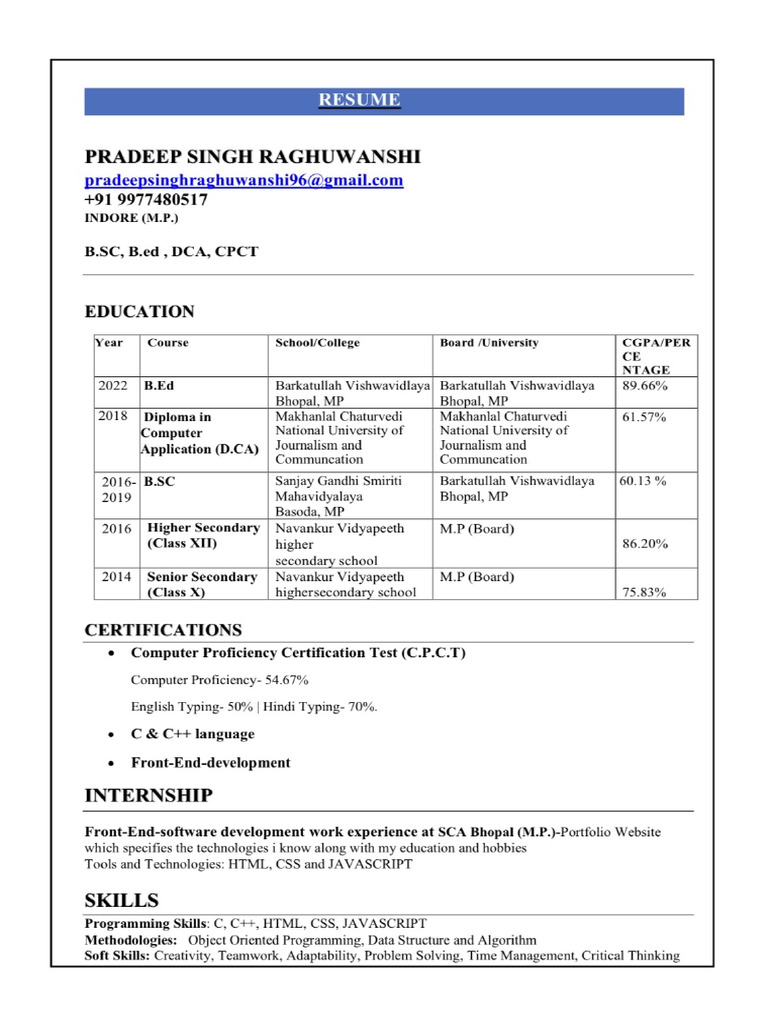 Pradeep Resume | PDF