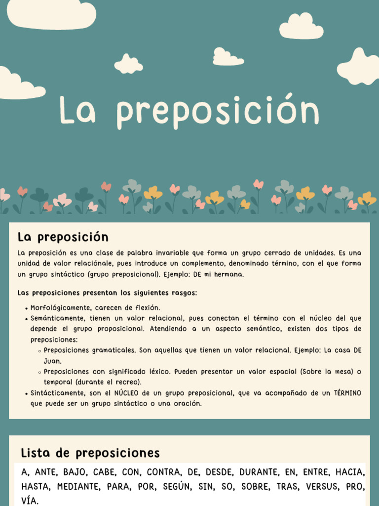 Tipos y funciones de las preposiciones | PDF