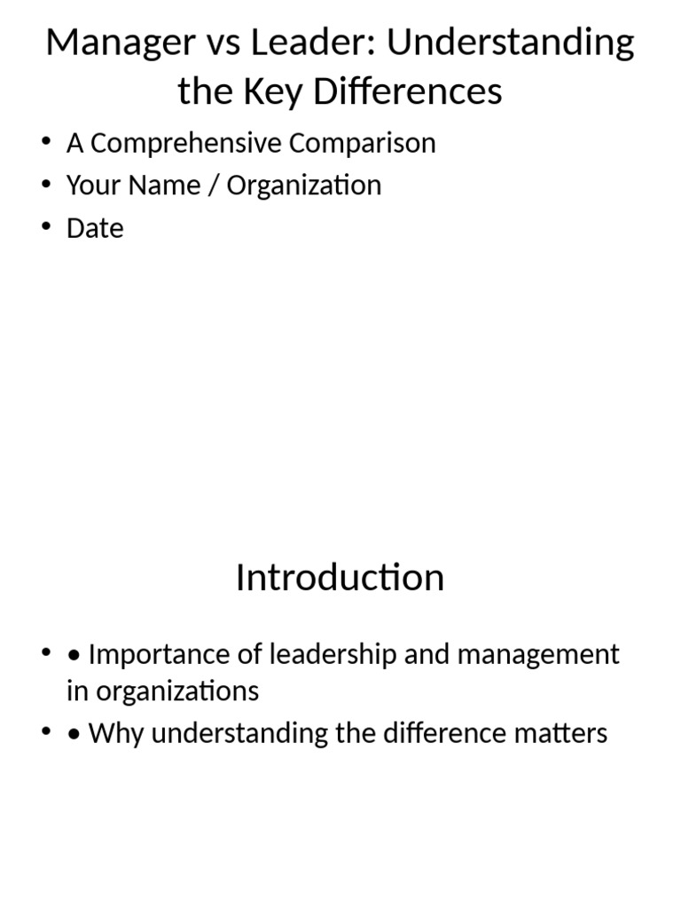 Manager Vs Leader Presentation With Icons | PDF | Leadership | Cognition