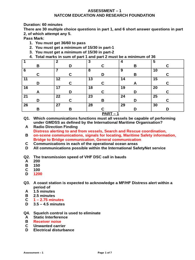 Assessment 1 Answer Key Revised 03032025 | PDF | Electronics | Radio Wave