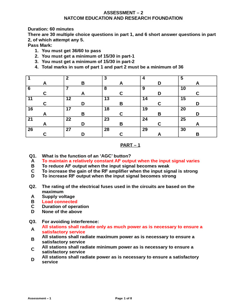 Assessment 2 Answer Key Revised 03032025 | PDF | Electrical Engineering ...