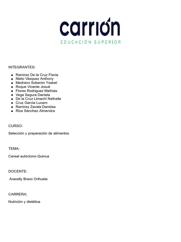 Monografia Quinua Avance - Docx 20250619 093621 0000 | PDF | Quinua | Cocinando