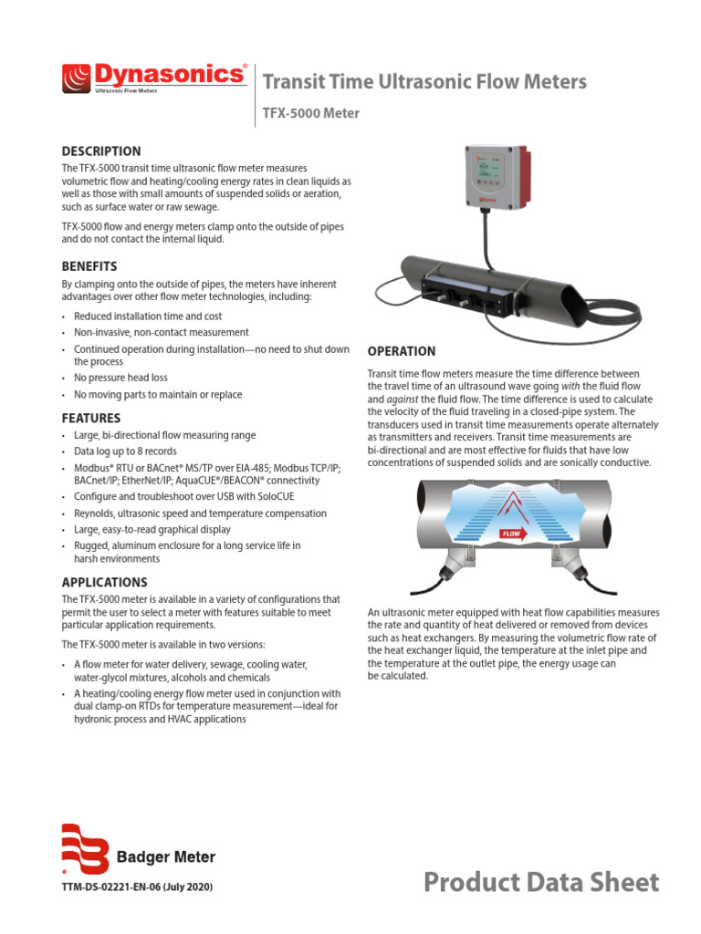 Dynasonics TFX 5000 Data Sheet TTM Ds 02221 en | PDF | Flow Measurement ...
