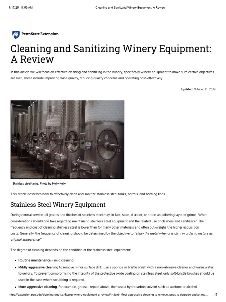 Winery Equipment Cleaning Guide | PDF | Sodium Hydroxide | Sodium Carbonate