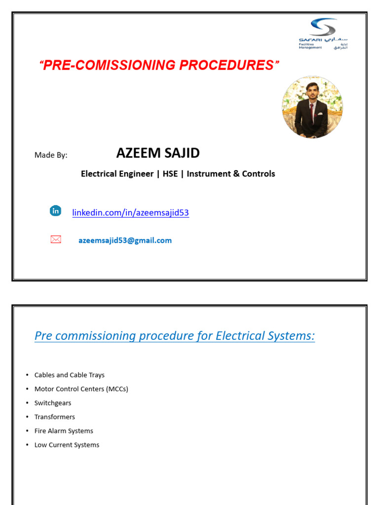 Electrical Pre-Commissioning Procedures | PDF | Transformer ...