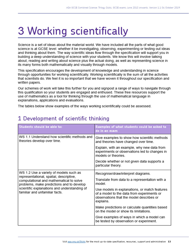 GCSE Combined Science - Trilogy Specification Specification For First ...