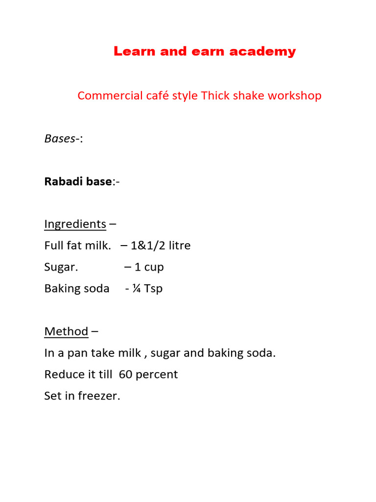 Café-Style Thick Shake Recipes | PDF | Milkshake | Chocolate