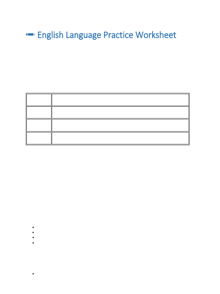 English Language Practice Worksheet | PDF | Eclipse | Verb