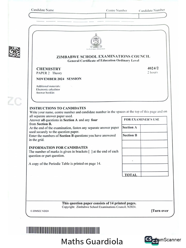 November 2024 Chemistry Paper 2 | PDF
