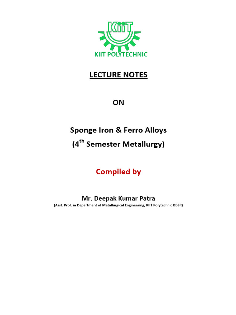 4th Sem Meta Sponge Iron Ferro Alloys SM | PDF | Iron | Chemical Reactions